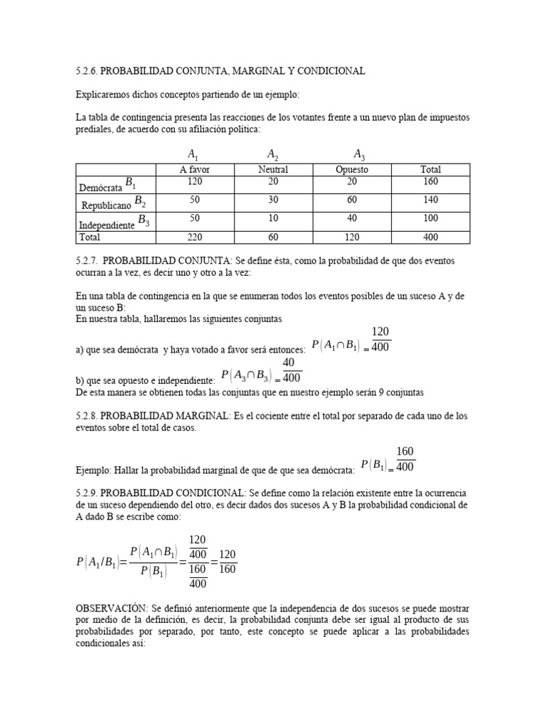 Capítulo 5 Probabilidad Conjunta, Marginal y Condicional | PDF ...