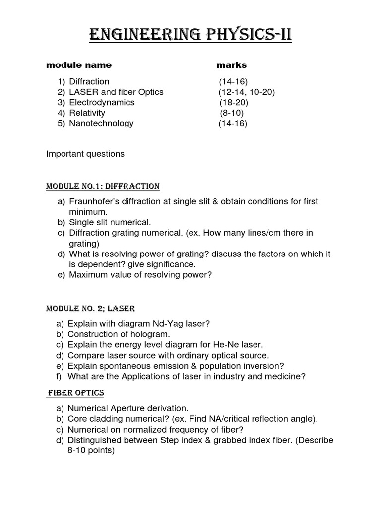 Engineering Physics - 2 Important Questions | PDF