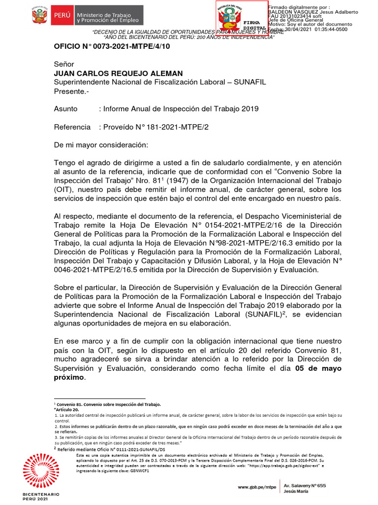 Informe Anual - 2019 | PDF | Derecho laboral | Organización Internacional del Trabajo