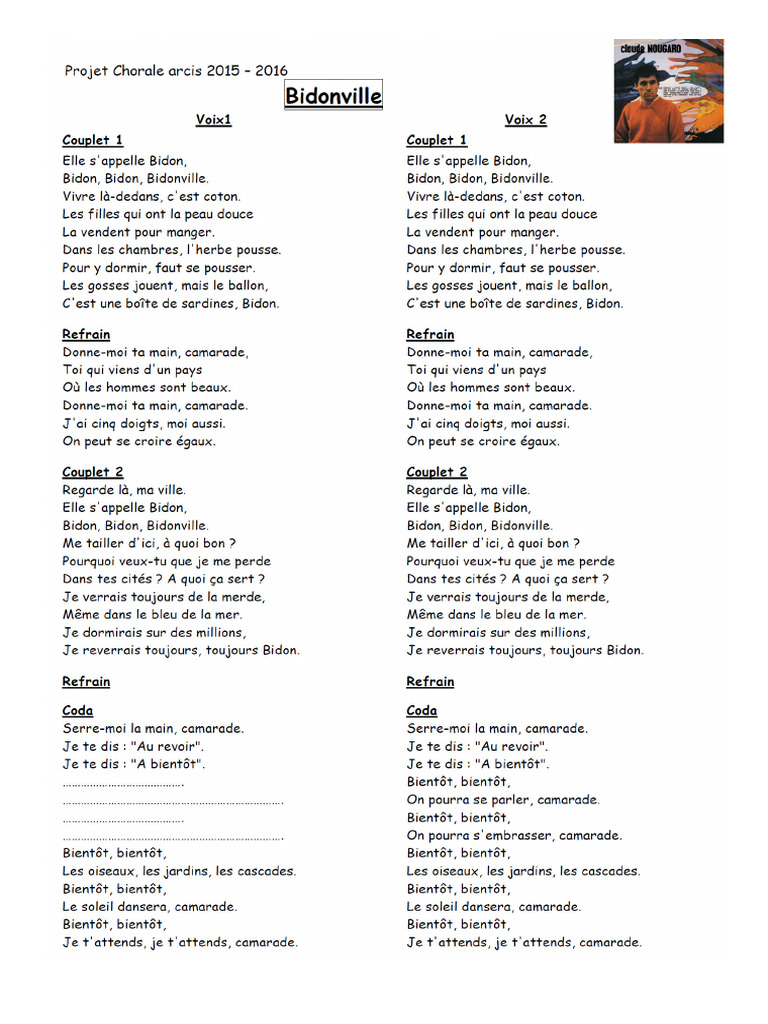 Nougaro Claude Bidonville Paroles | PDF