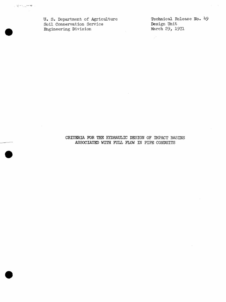 Criteria For The Hydraulic Design of Impact Basins Associated With Full ...