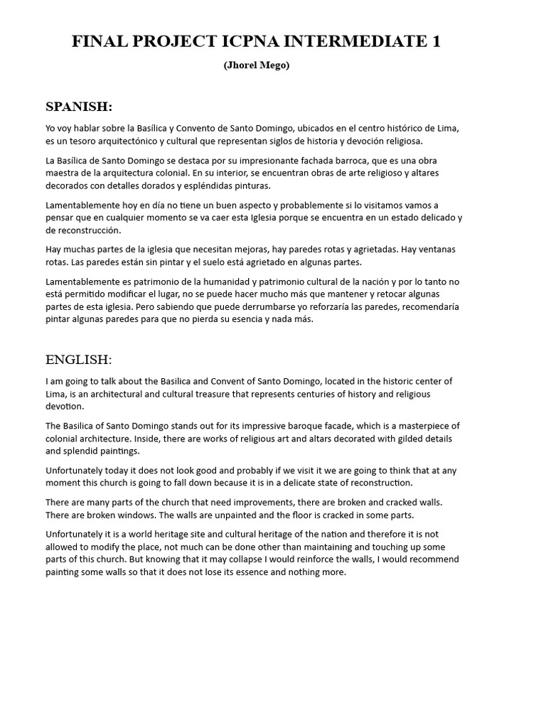 Final Project Icpna Intermediate 1 | PDF