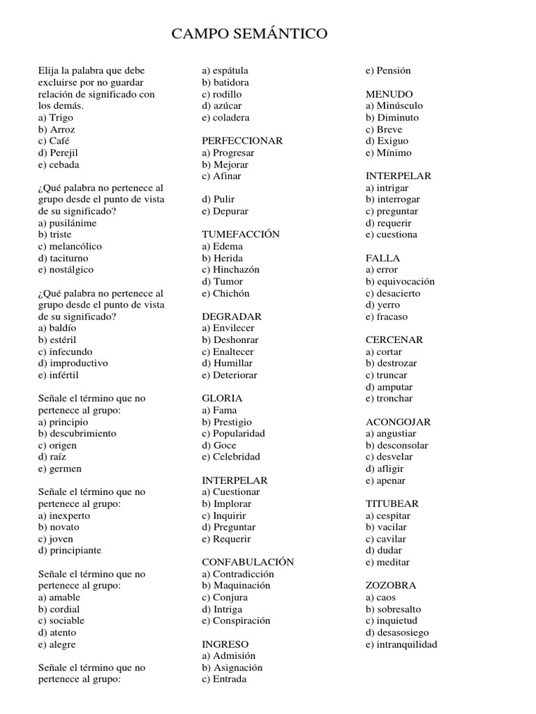 Palabras fuera de contexto semántico | PDF