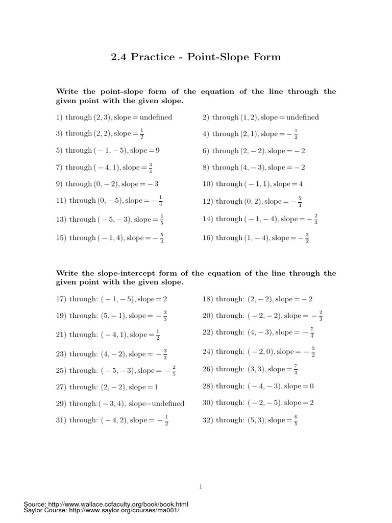 2.4 Point Slope Practice | PDF | Creative Commons | Algebra