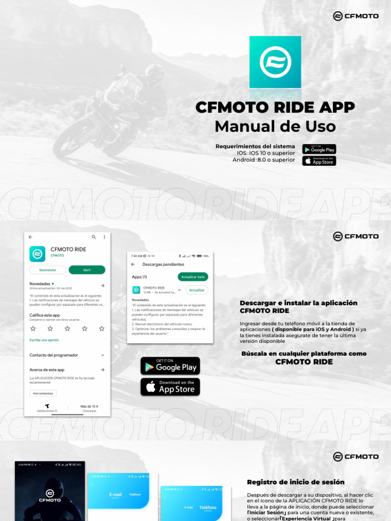 Manual de Uso CFMOTO RIDE APP - ESPAÑOL | PDF