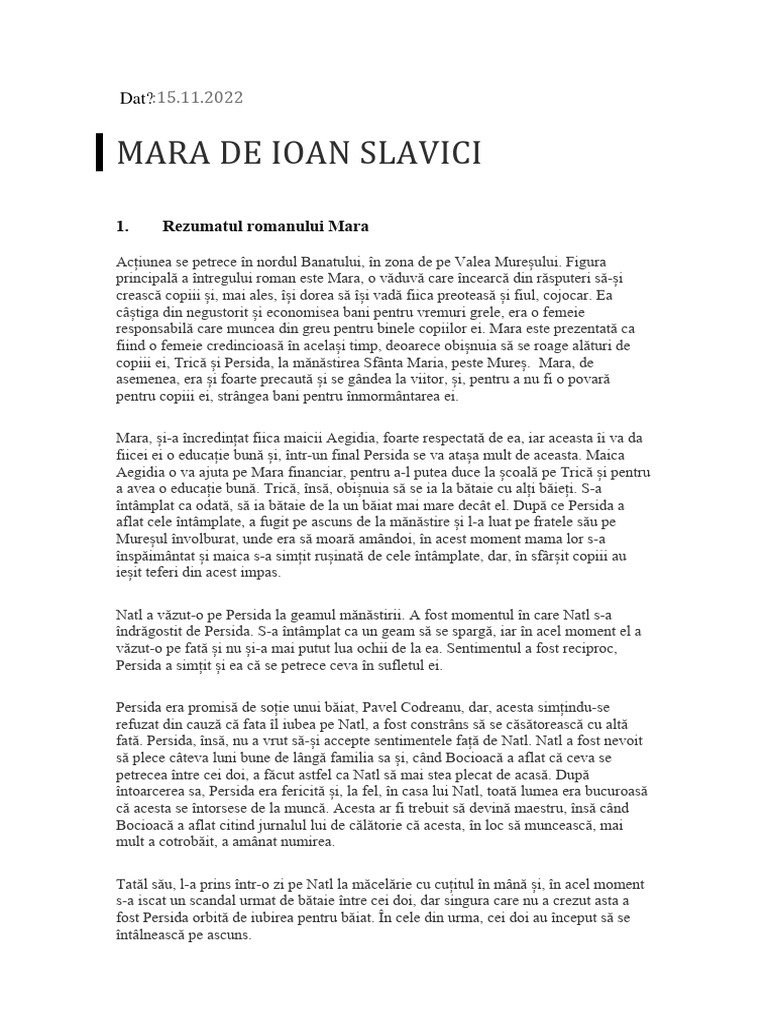 Mara de Ioan Slavici | PDF