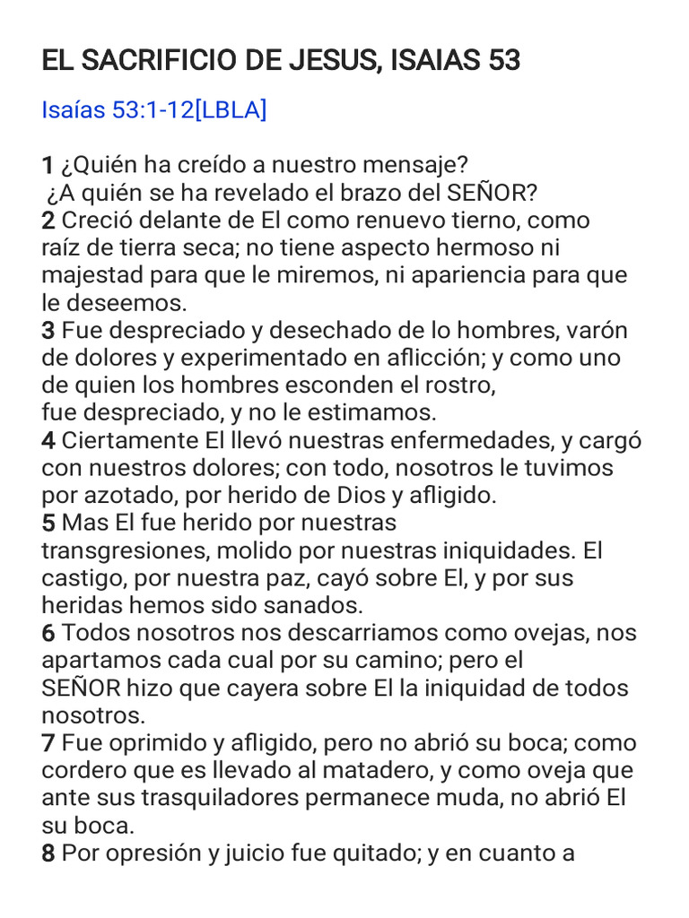 El Sacrificio De Jesus Isaias 53 Pdf Vida Eterna Cristianismo