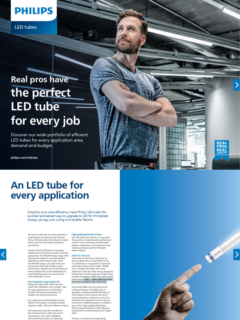 Philips LED Tubes: Efficient Lighting Solutions | PDF