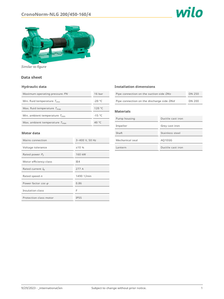 Wilo Datasheet - International - en - 6096291 - Crononorm NLG 200 450 ...