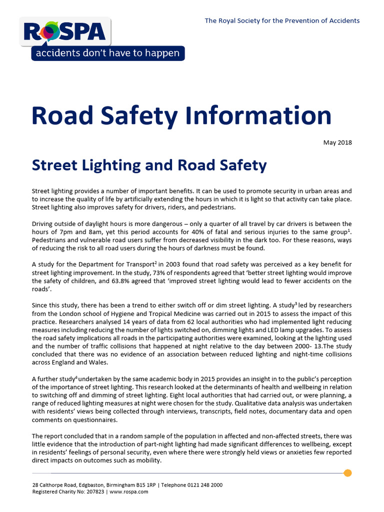 Street Lighting | PDF | Traffic Collision | Road Traffic Safety