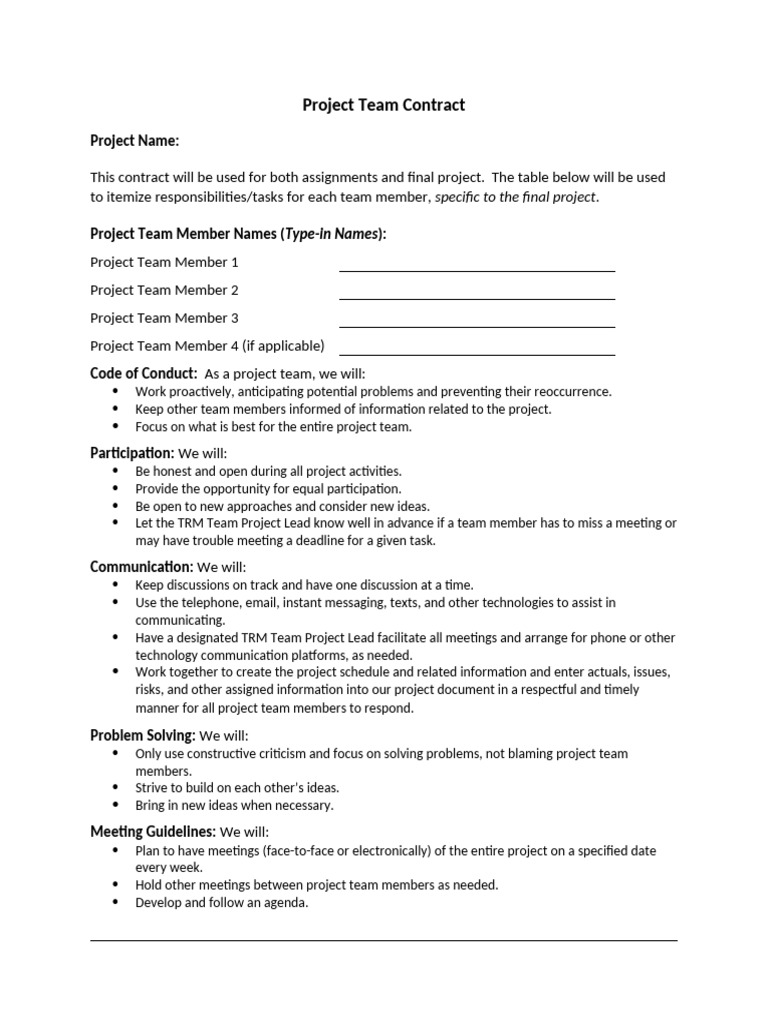 Team Contract | PDF