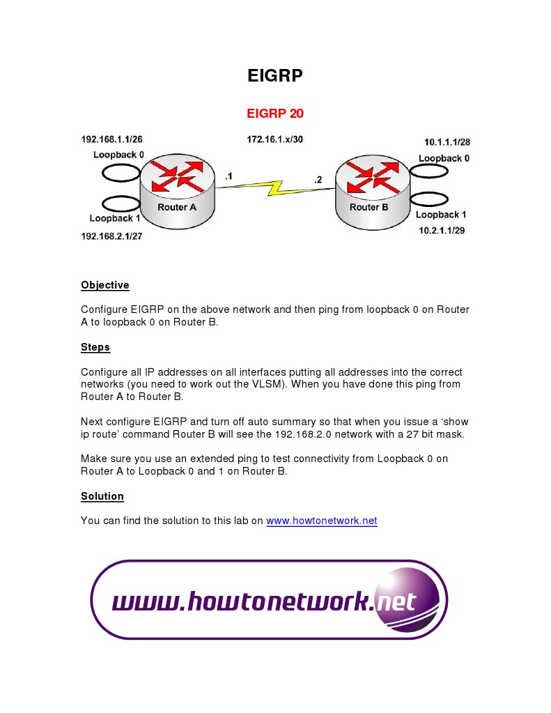 EIGRP Configuration Lab Guide | PDF