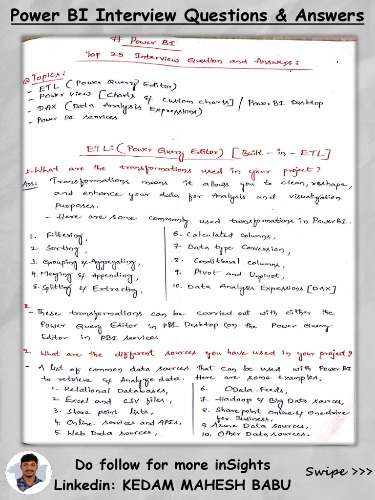 Top 25 Power BI Interview Questions & Answers | PDF