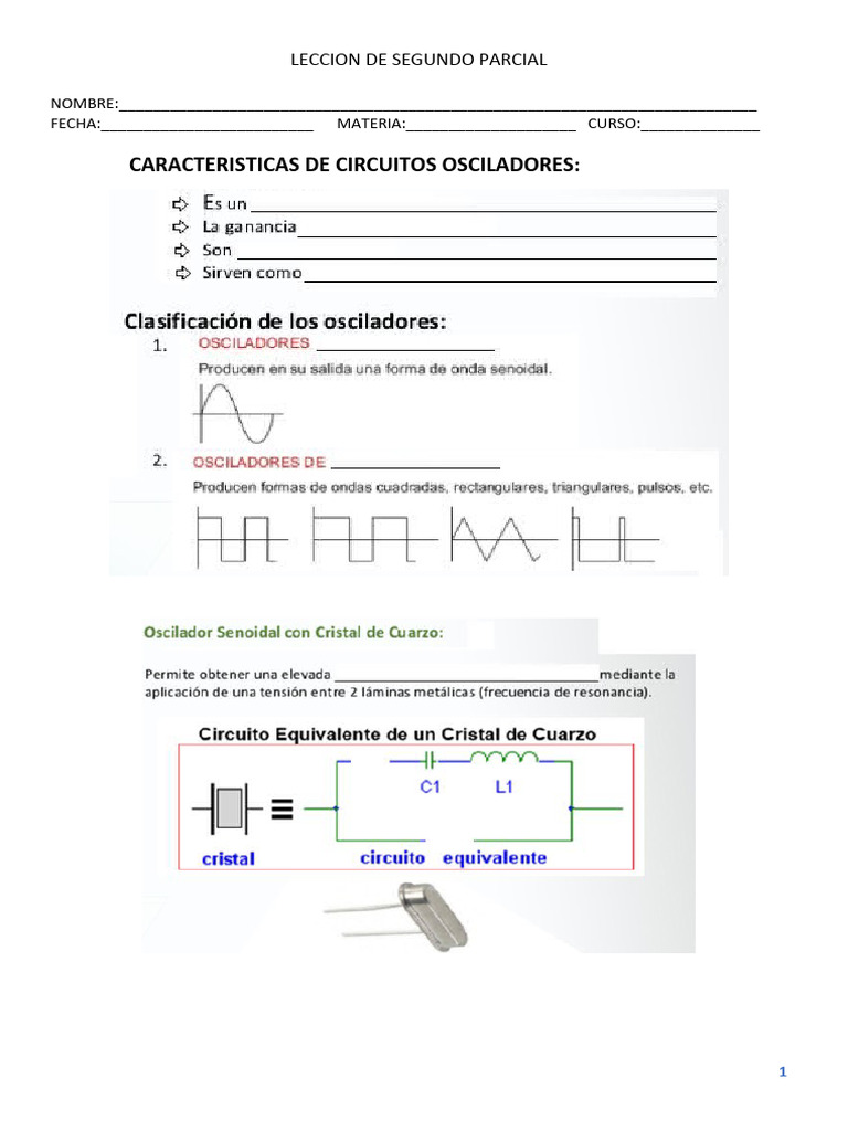 Caracteristicas de Circuitos Osciladores | PDF