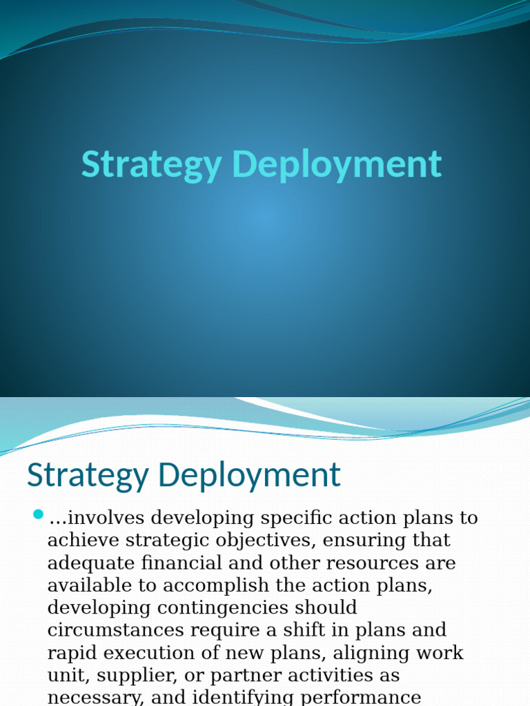 Strategy Deployment | PDF | Goal | Policy