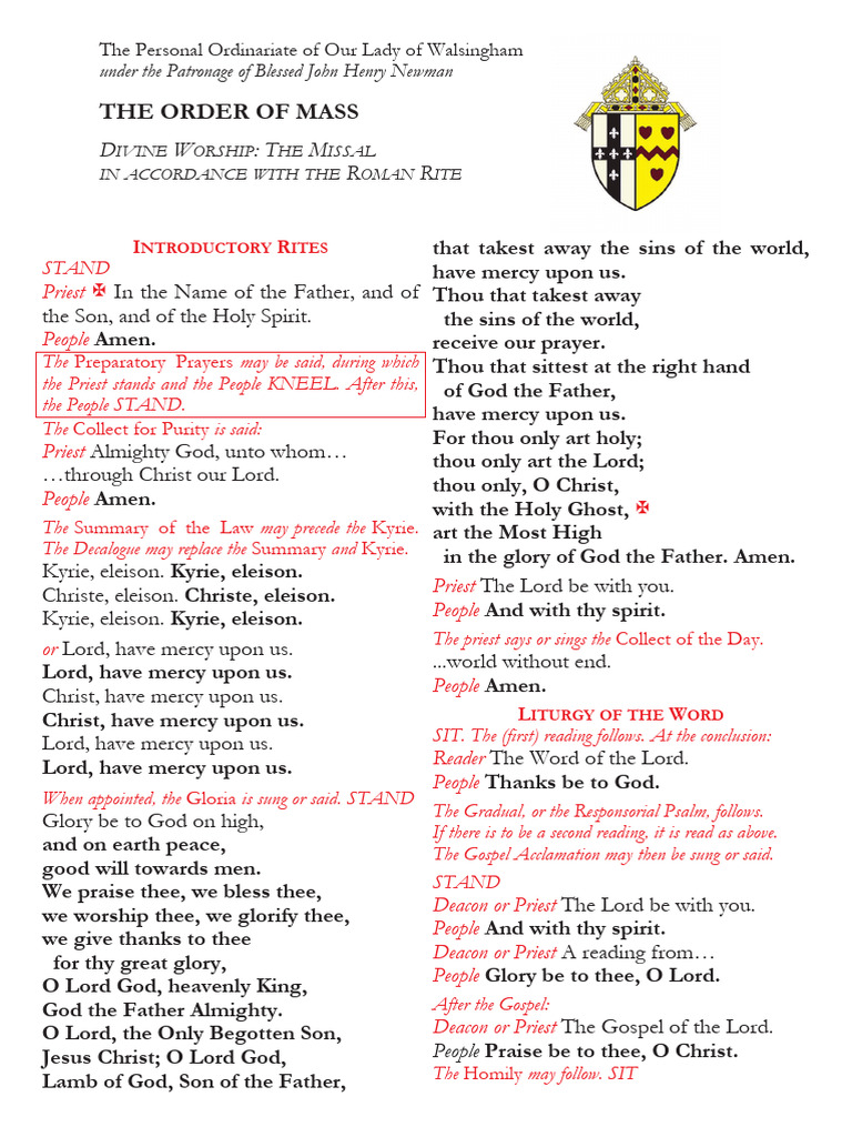Order of Mass: Divine Worship Missal | PDF | Lord's Prayer | Mass (Liturgy)