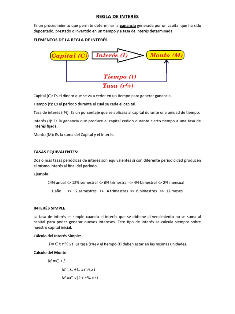 Regla de Interés Simple | PDF | Interés | Tasas de interés