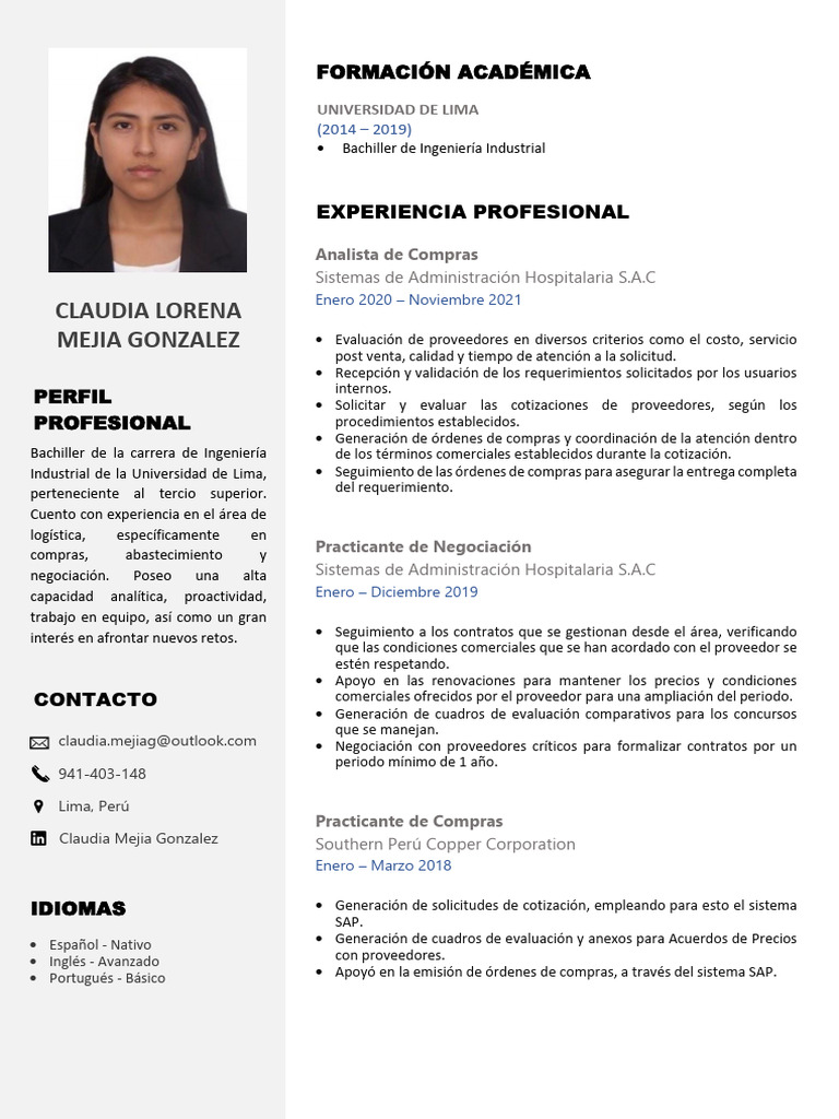 CV Claudia Lorena Mejia Gonzalez | PDF