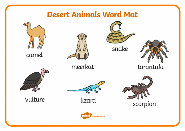 Desert Animals Word Mat | PDF