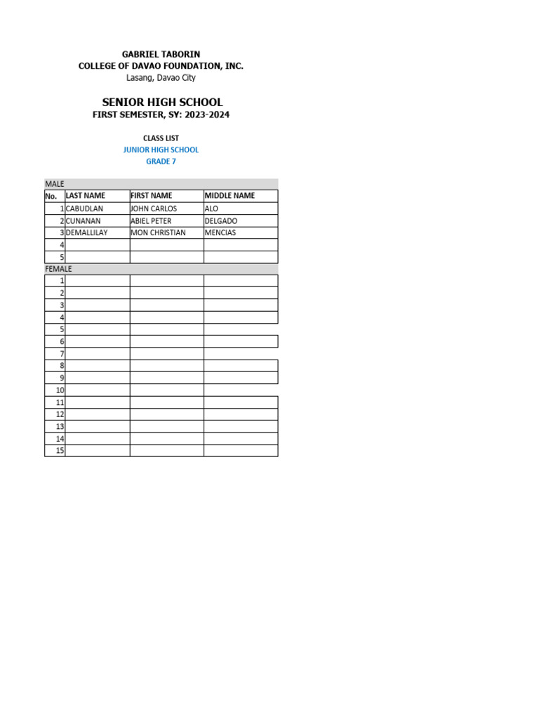Jhs Shs Class List (Current) | PDF | School Types | Childhood