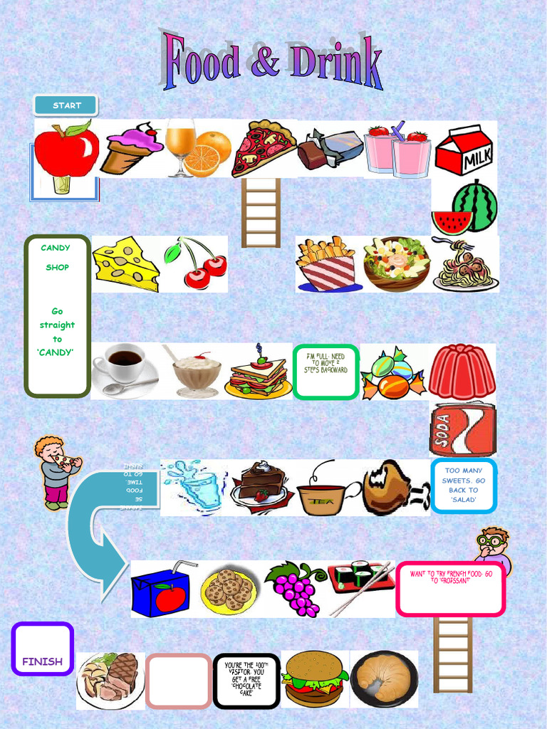Food and Drink Board Game Fun Activities Games Games 6680 | PDF | Drink ...
