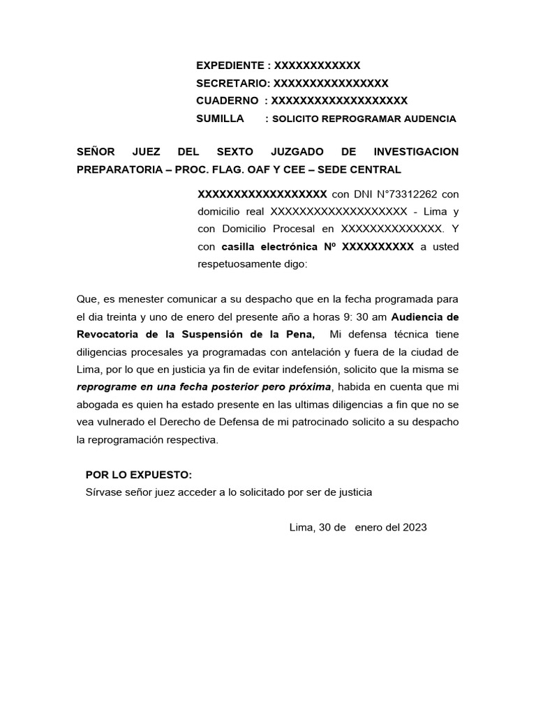 Solicitud de Reprogramacion | PDF