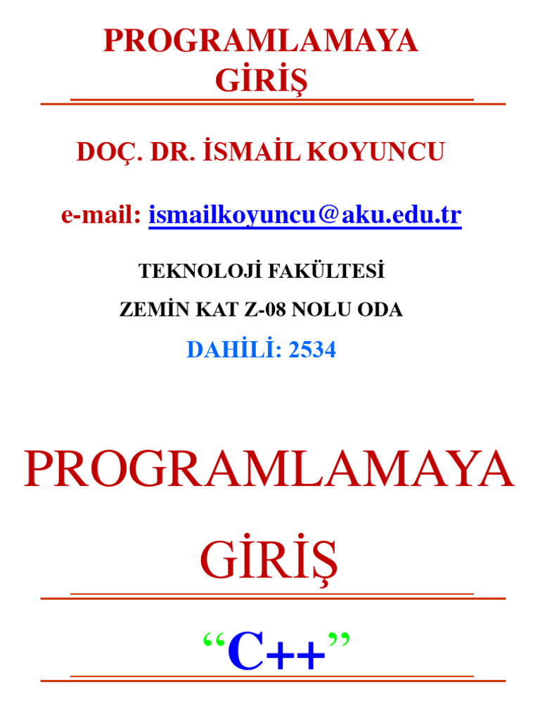 01h Programlamaya Giris 2021 | PDF