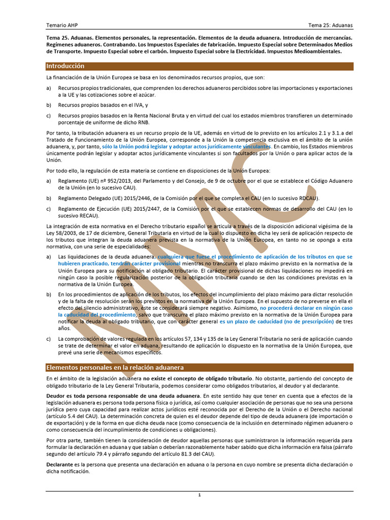 2023-01-08 NUEVO Tema 25 Aduanas | PDF