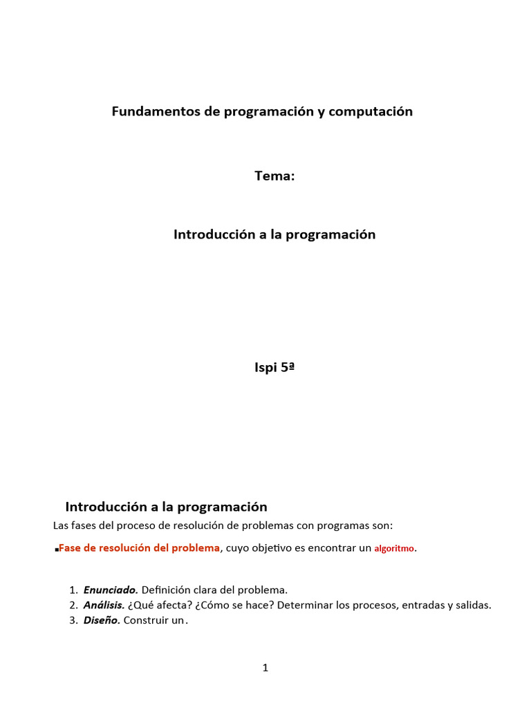 Resumen de fundamentos de programación | PDF | Programación de computadoras | Algoritmos
