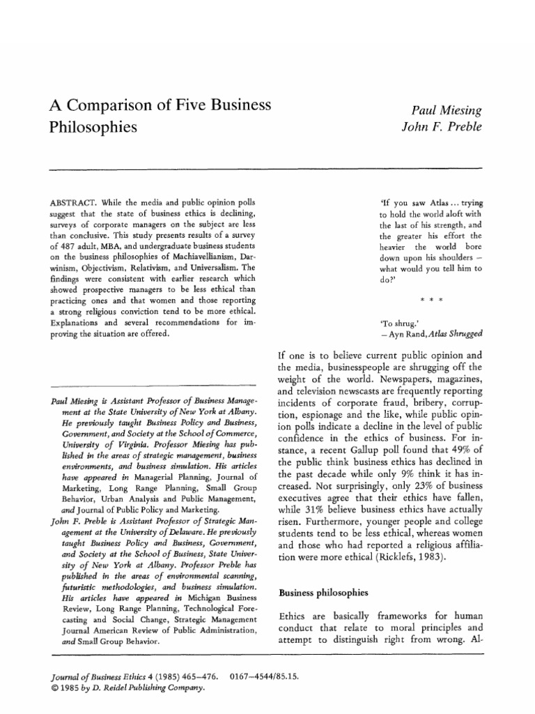 12 Five Business Philosophies | PDF | Morality | Objectivity (Philosophy)