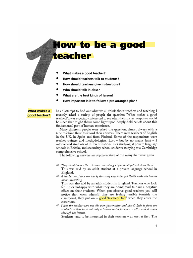How To Be A Good Teacher | PDF