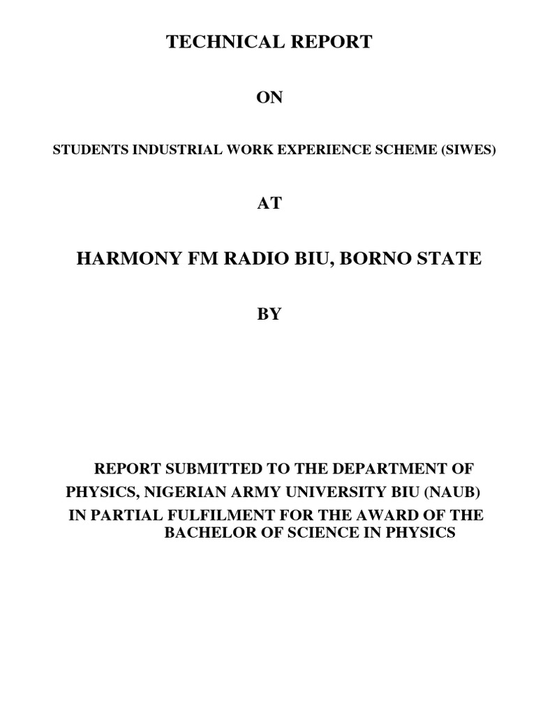 Siwes Technical Report at FM Radio | PDF | Radio | Transmitter