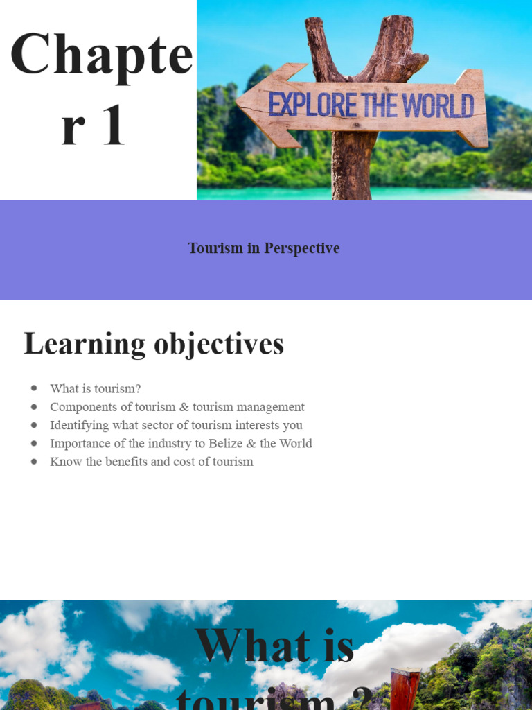Intro To Tourism - Lecture 1 (Chapter 1) | PDF | Tourism | Infrastructure Intro To Tourism - Lecture 1 (Chapter 1) | PDF | Tourism | Infrastructure