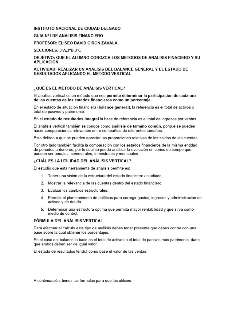 Guia #1tercer Periodo Analisis Vertical | PDF | Informática