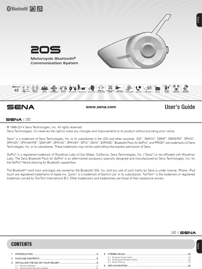 UsersGuide Sena 20S v1.3 en 20141121 | PDF | Business | Technology ...