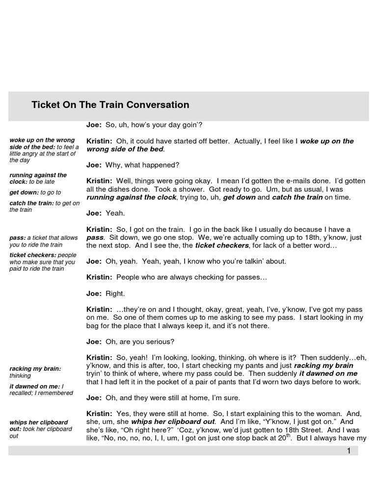 Ticket On The Train Conversation | PDF