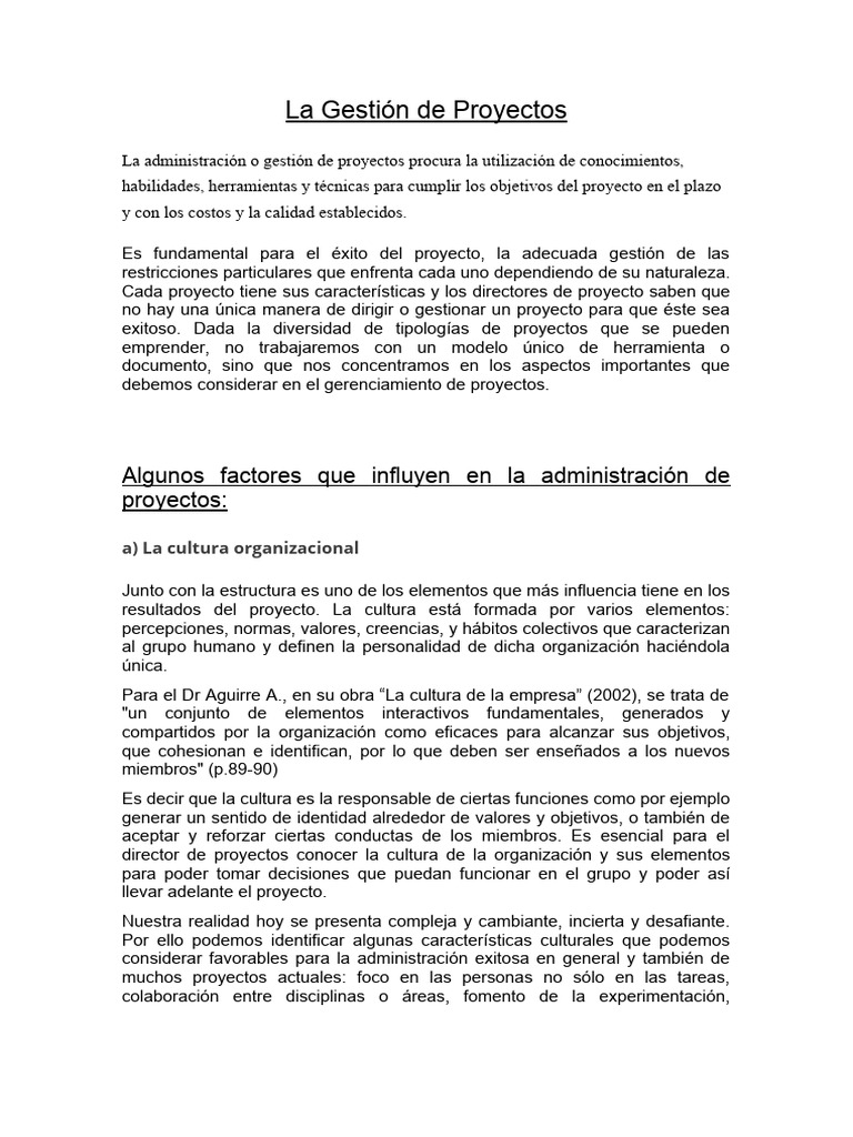 La Gestión de Proyectos Modulo 1 | PDF