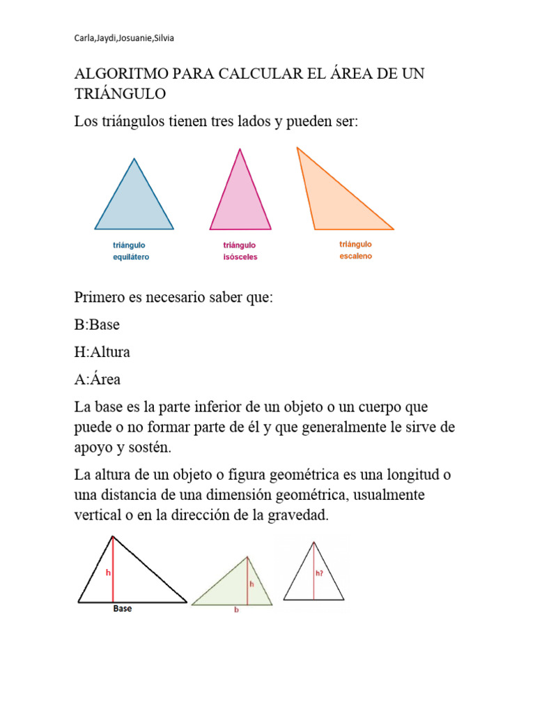 Algoritmo para Calcular El Area de Un Triangulo | PDF