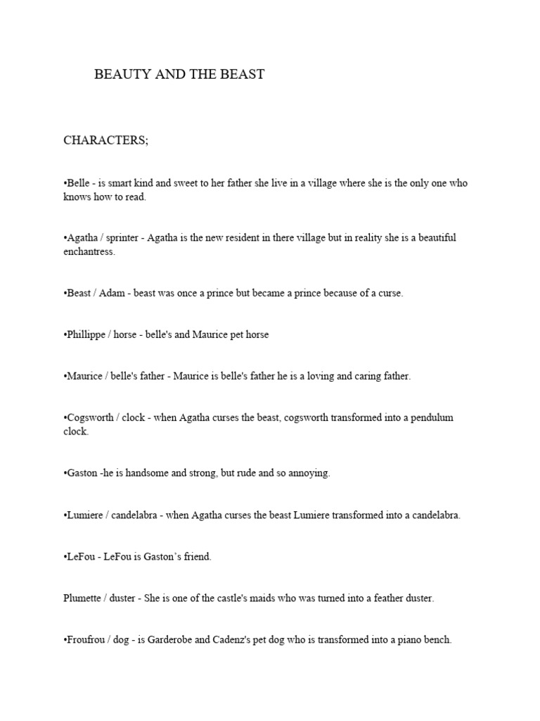 Beauty and the Beast Summary | PDF