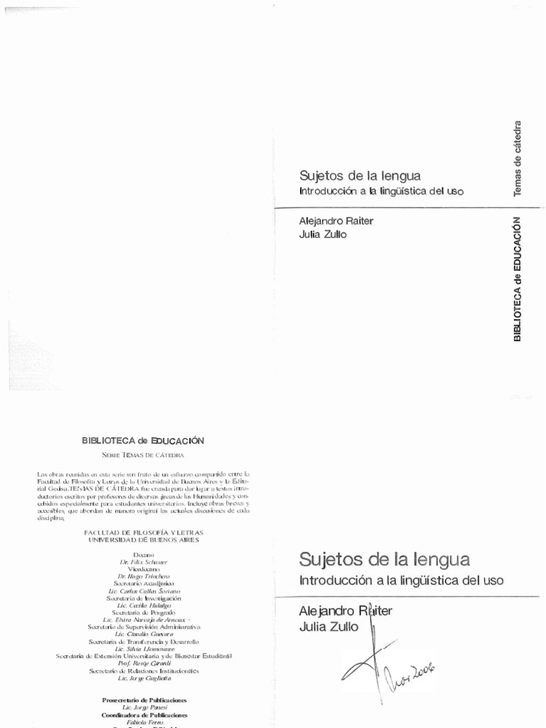 Alejandro Raiter Sujetos de La Lengua OCR | PDF | Lingüística ...