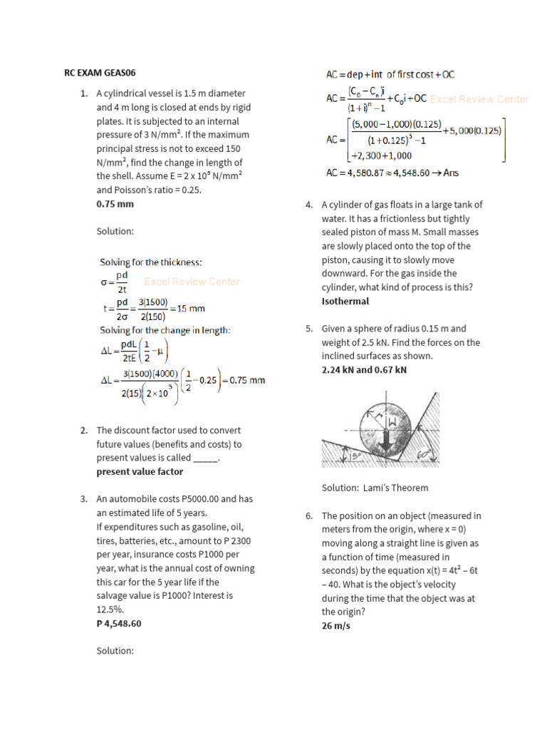 RC EXAM GEAS06 Engg Mat Load Forces Ece Laws Economics | PDF
