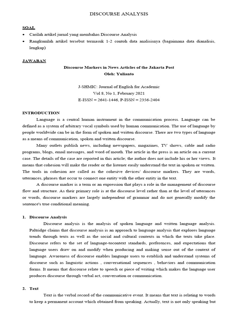 Discourse Analysis | PDF