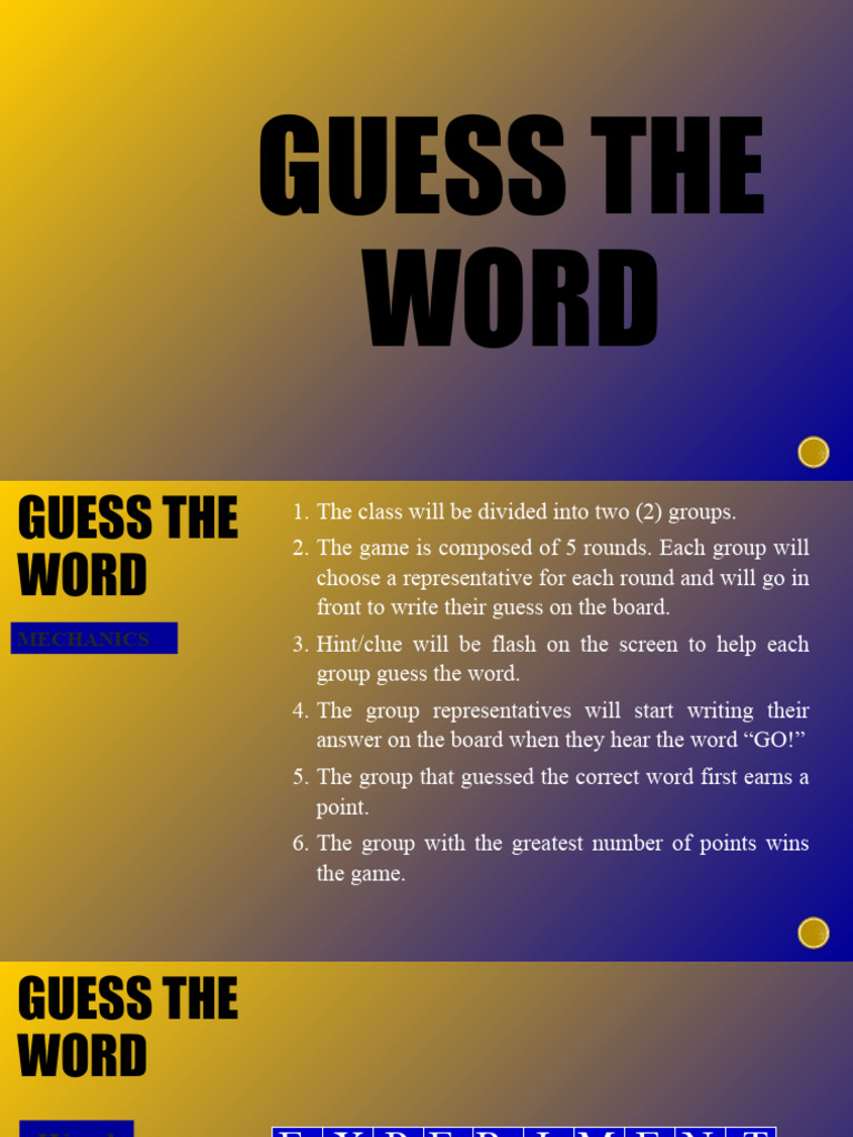 Guess the Word: Probability Game Guide | PDF