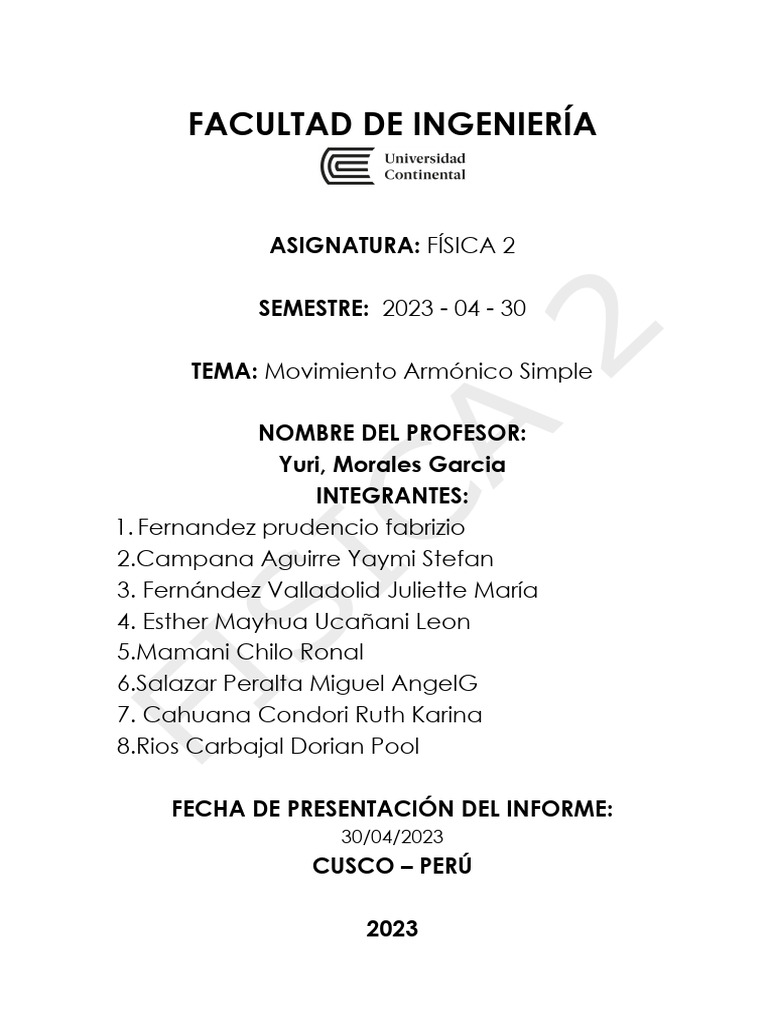 Estructura de Informe de Laboratorio | PDF | Oscilación | Masa