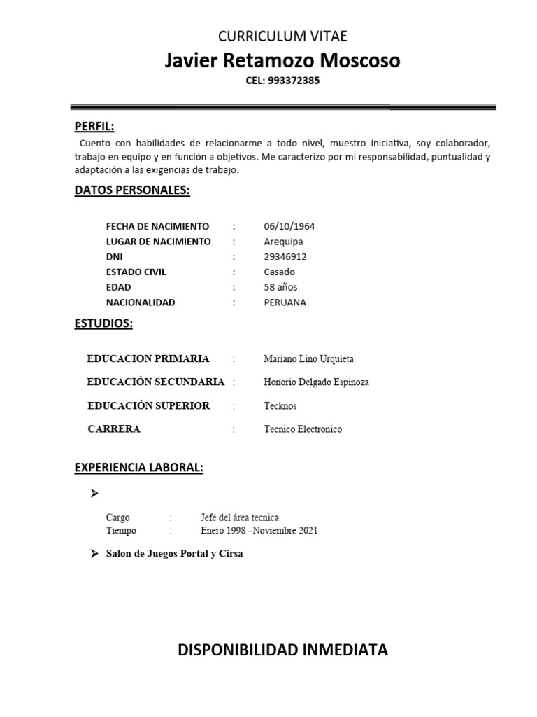 Curriculum vitae simple | PDF