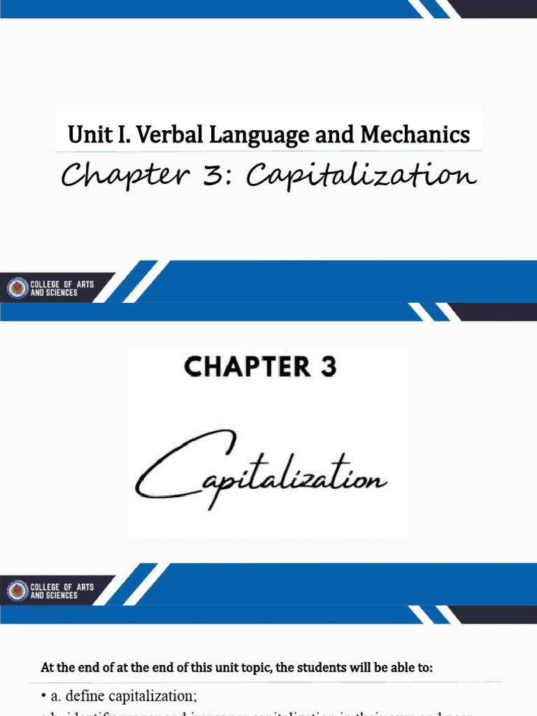 Unit I Chapter3 Capitalization | PDF