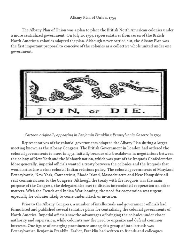 Albany Plan of Union Article | PDF