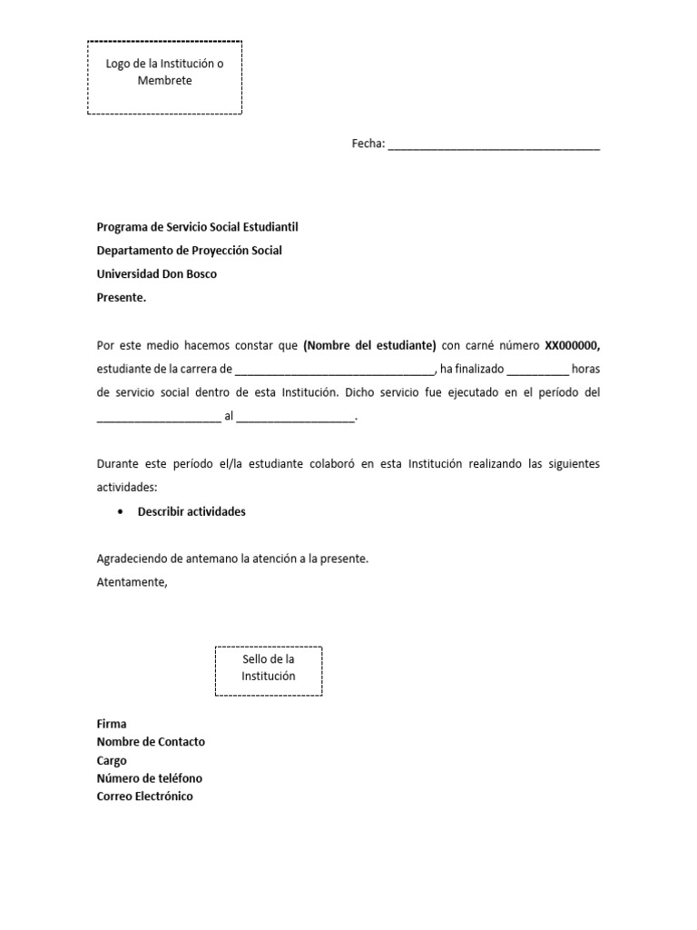 Formato Carta de Finalización SSE 2021 | PDF Formato Carta de Finalización SSE 2021 | PDF