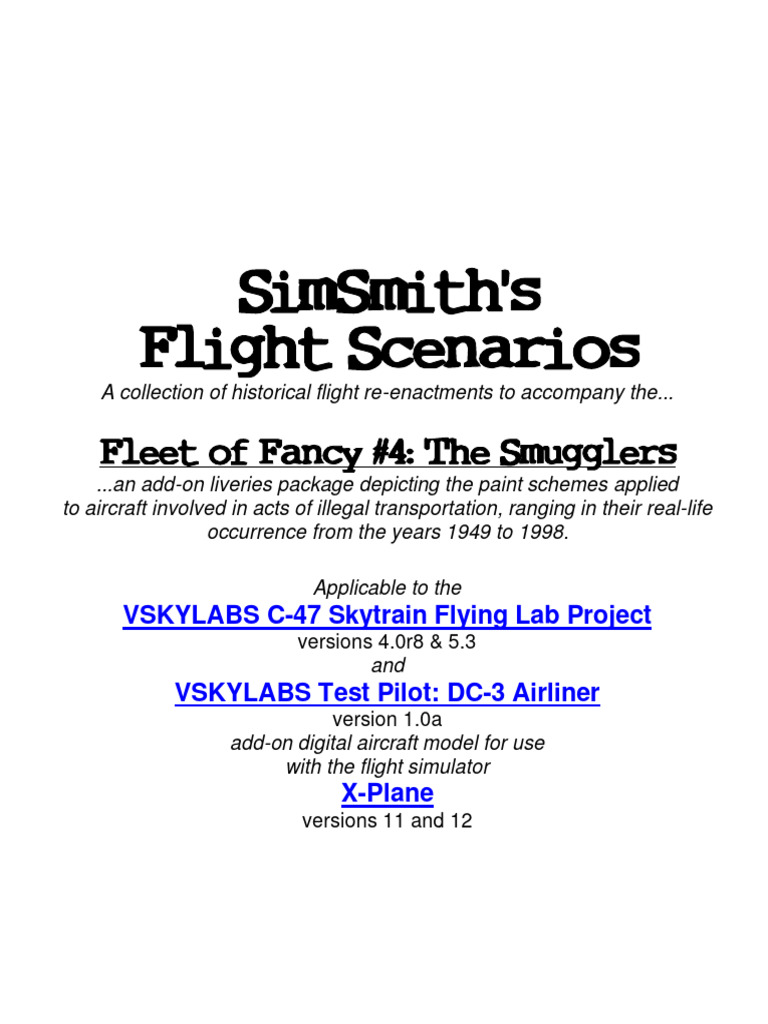 SimSmith's Flight Scenarios For Fleet of Fancy #4: The Smugglers | PDF ...