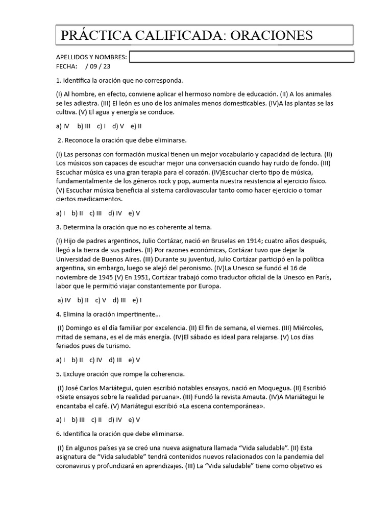 Oraciones Eliminadas | PDF